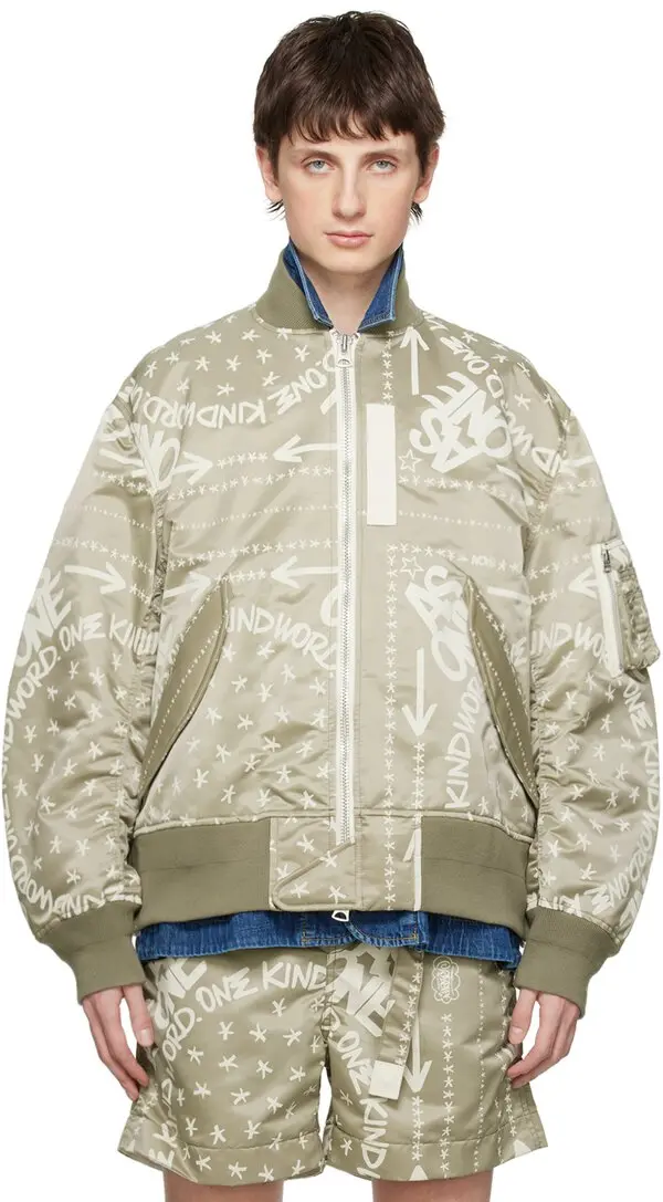 Sacai Bandana Print Bomber Jacket Sacai Khaki Eric Haze